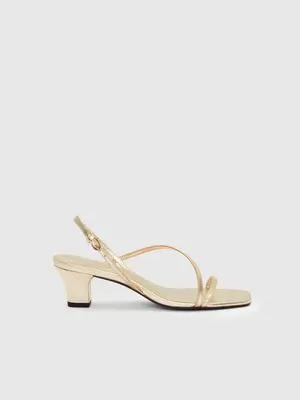 REFORMATION Shoshana Block Heel Sandals - Gold