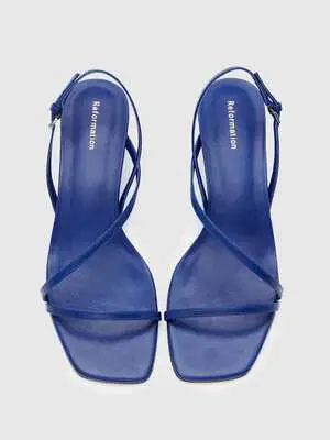 REFORMATION Shoshana Block Heel Sandal - Blue