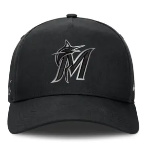 Nike Miami Marlins Rise Dri-fit Mlb A-frame Trucker Adjustable Hat - Black