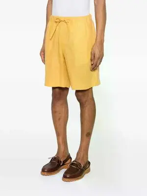 Sandro Elastic Waist Linen Shorts - Yellow