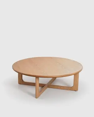 Quince Solid Oak Round X-base Coffee Table