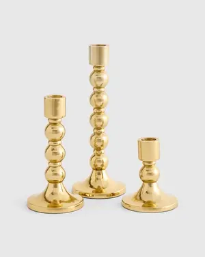 Quince Candlestick Holders, Iron - Brass