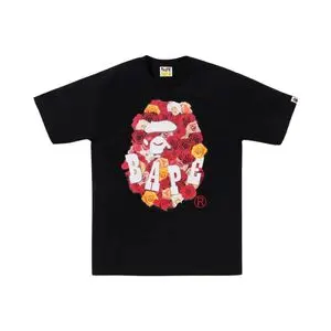 A BATHING APE Rose Ape Head Tee - Black