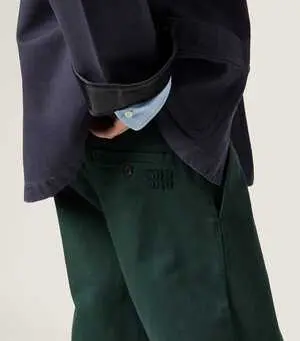 Miu Miu Cotton Gabardine Trousers - Green