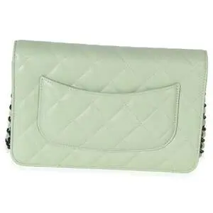Chanel Quilted Lambskin Classic Wallet On Chain - Green