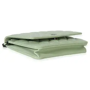 Chanel Quilted Lambskin Classic Wallet On Chain - Green