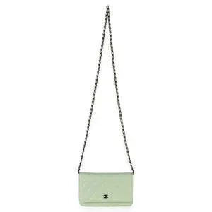 Chanel Quilted Lambskin Classic Wallet On Chain - Green