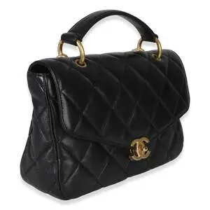Chanel Quilted Lambskin Top Handle Flap Bag
