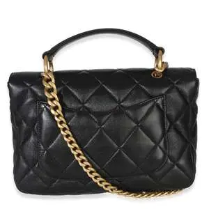 Chanel Quilted Lambskin Top Handle Flap Bag