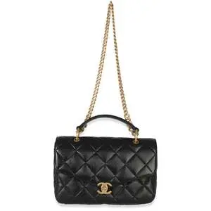 Chanel Quilted Lambskin Top Handle Flap Bag