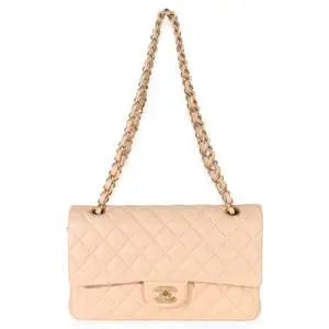 Chanel Quilted Lambskin Classic Double Flap Bag - Beige