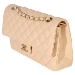 Chanel Quilted Lambskin Classic Double Flap Bag - Beige