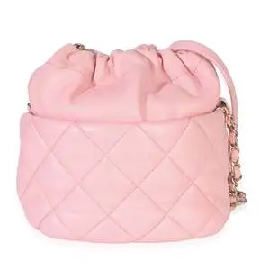 Chanel Quilted Lambskin Pearl Drawstring Bucket Bag
