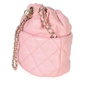 Chanel Quilted Lambskin Pearl Drawstring Bucket Bag
