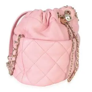 Chanel Quilted Lambskin Pearl Drawstring Bucket Bag