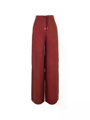 Max Mara Drawstring Linen Palazzo Pants - Red