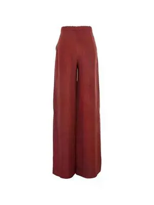Max Mara Drawstring Linen Palazzo Pants - Red
