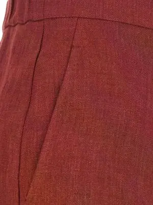 Max Mara Drawstring Linen Palazzo Pants - Red