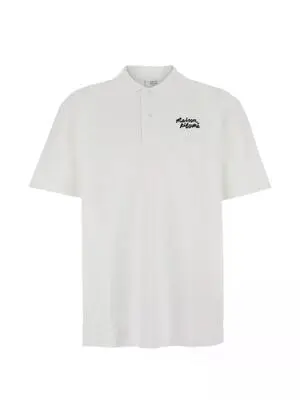 Maison Kitsuné Logo-embroidered Piqué Polo Shirt - White