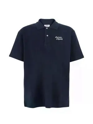 Maison Kitsuné Logo-embroidered Cotton Polo Shirt - Blue