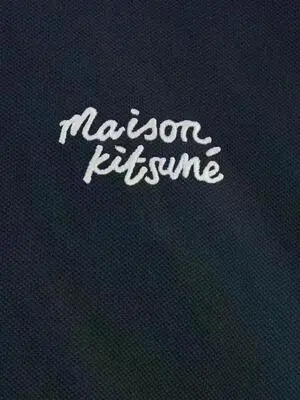 Maison Kitsuné Logo-embroidered Cotton Polo Shirt - Blue