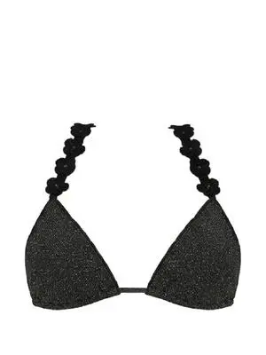 DEL MAAR Arapy Crochet-flower Bikini Top - Black