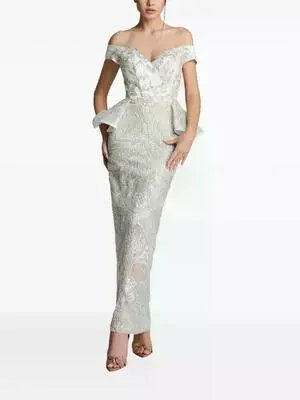 IMROSKA Sequin-embellished Peplum Maxi Dress