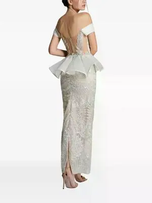 IMROSKA Sequin-embellished Peplum Maxi Dress