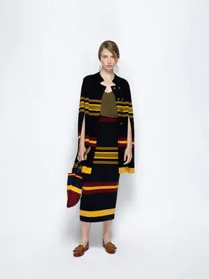 PAULA Alba Multi Stripes Jacquard Knitted Cape