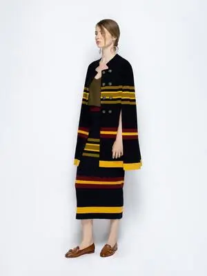 PAULA Alba Multi Stripes Jacquard Knitted Cape