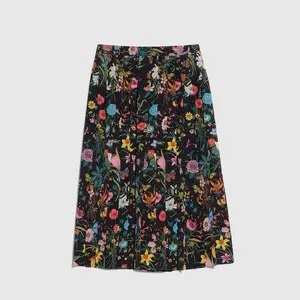 GUCCI Printed Silk Midi Skirt