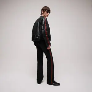 Gucci Buffalo Leather Biker Jacket With Web Detail