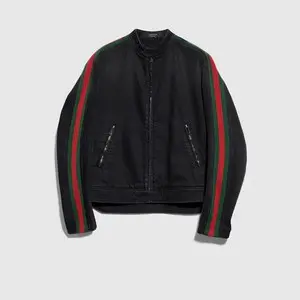 Gucci Cotton Denim Biker Jacket With Web