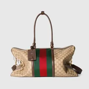 Gucci Gg Duffle Bag With Web - Beige
