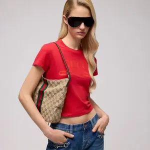 Gucci Gg Canvas Lunetta Medium Crossbody Bag - Beige