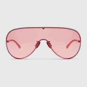 Gucci Mask Frame Sunglasses With Logo - Red
