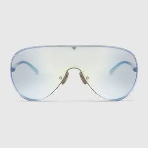 Gucci Mask Frame Sunglasses With Logo - Silver