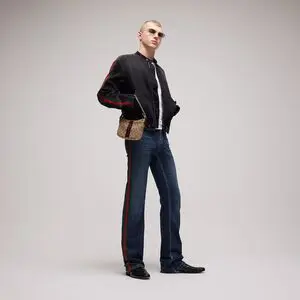 Gucci Cotton Denim Flared Pants With Web
