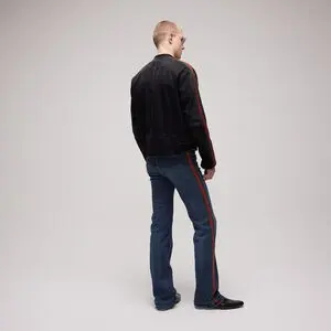 Gucci Cotton Denim Flared Pants With Web