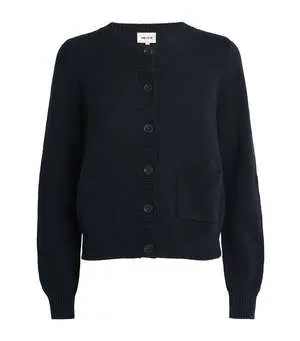 ME+EM Cotton-linen Boxy Cardigan - Navy