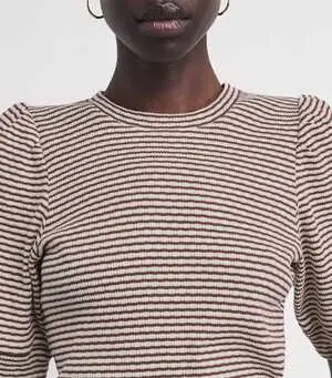ME+EM Knitted Cotton Puff-sleeve T-shirt