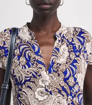 ME+EM Organic Cotton Printed Midi Dress - Blue