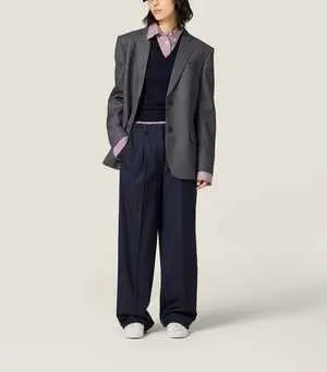 Miu Miu Pinstripe Fleece Wool Trousers