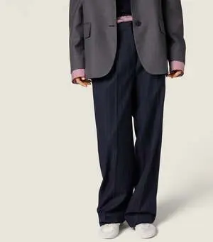 Miu Miu Pinstripe Fleece Wool Trousers