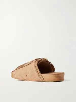 Visvim Christo Shaman Folk Suede Slides - Neutrals