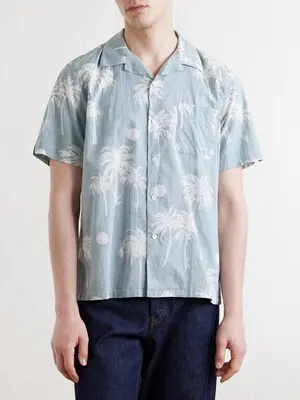 Hartford New Palmito Convertible-collar Printed Cotton Shirt - Green