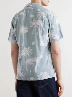 Hartford New Palmito Convertible-collar Printed Cotton Shirt - Green