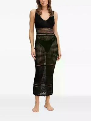 Guess Crochet V-neck Midi Dress - Black