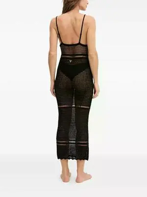 Guess Crochet V-neck Midi Dress - Black