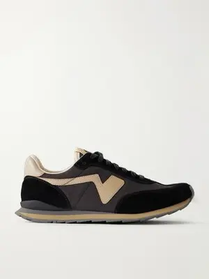 Visvim Fkt Runner Leather And Suede-trimmed Sneakers - Black